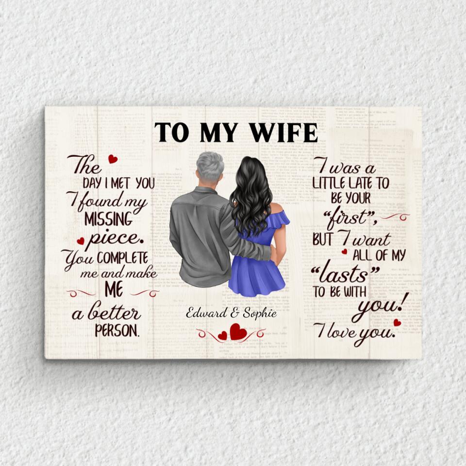 Personalised canvas for wife - gift idea for wife - To my wife (drawing ...